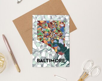 Baltimore Card Illustrated Baltimore Greeting Card - Etsy