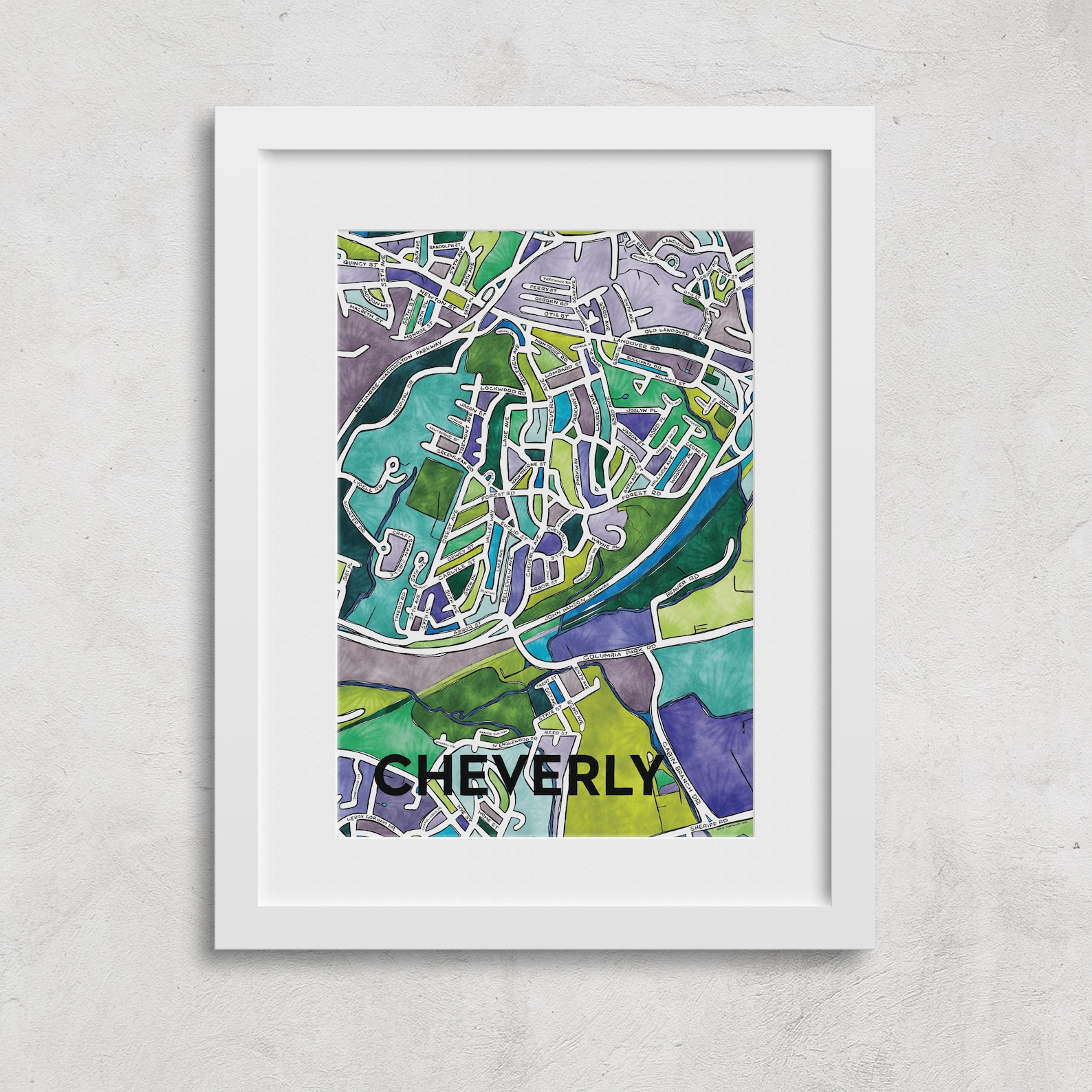 Cheverly (maryland) Neighborhood Map Art Print - Etsy