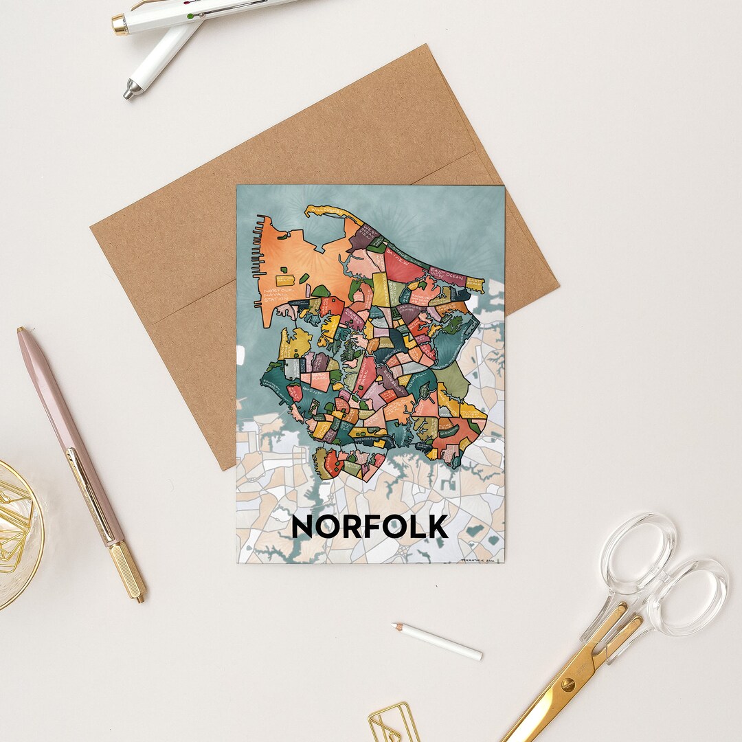 Norfolk Neighborhoods Greeting Card - Etsy