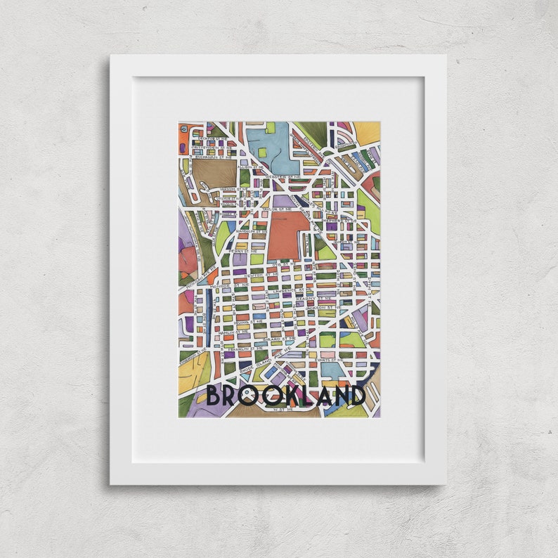 Brookland Neighborhood Map Art Print - Etsy