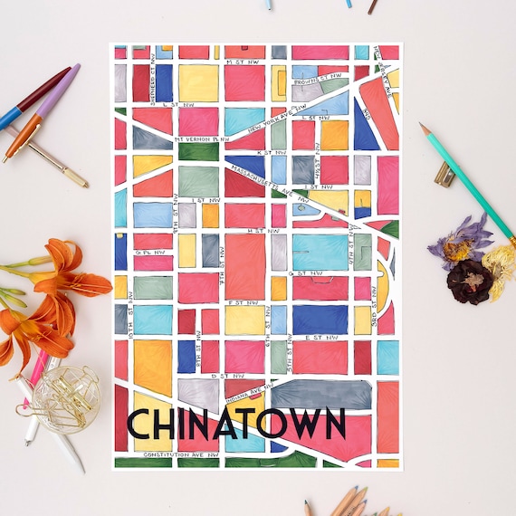 Chinatown Neighborhood Map Art Print | Etsy