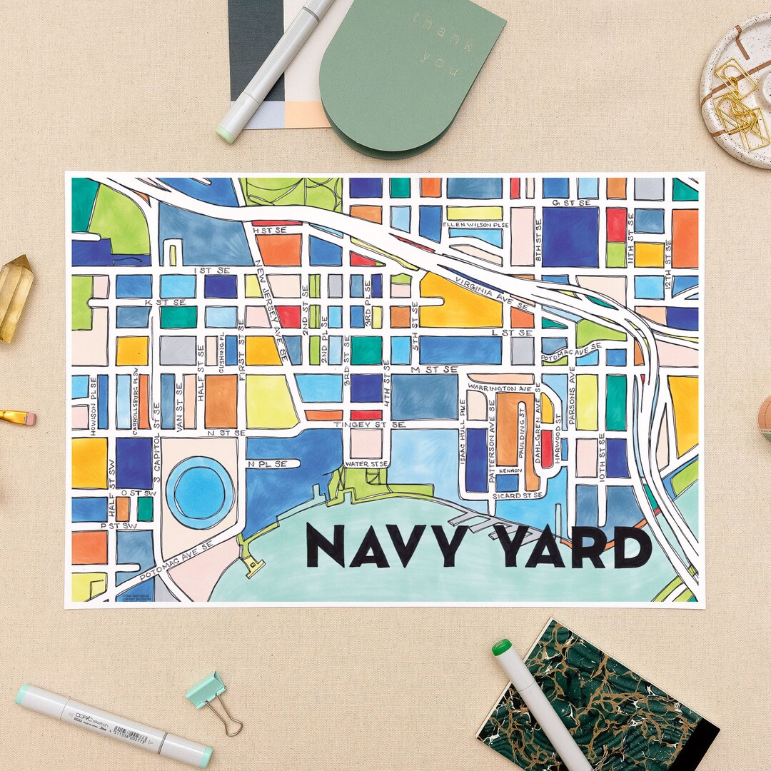 Navy Yard Neighborhood Map Art Print - Etsy