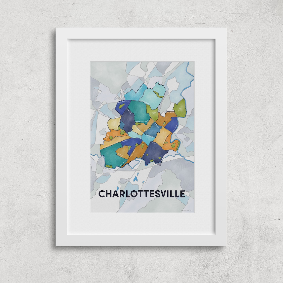 Charlottesville Neighborhoods Map Art Print - Etsy