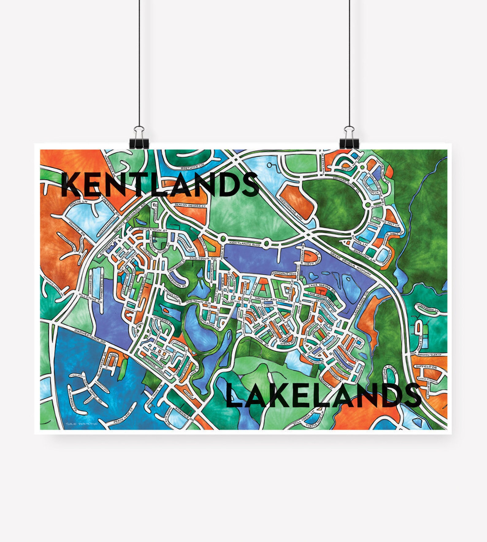 Kentlands & Lakelands Maryland Neighborhood Map Art Print | Etsy