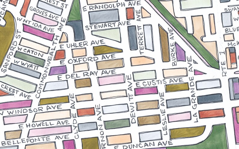 Del Ray Neighborhood Map Art Print - Etsy