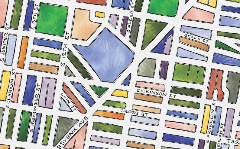 South Philly Neighborhood Map Art Print - Etsy