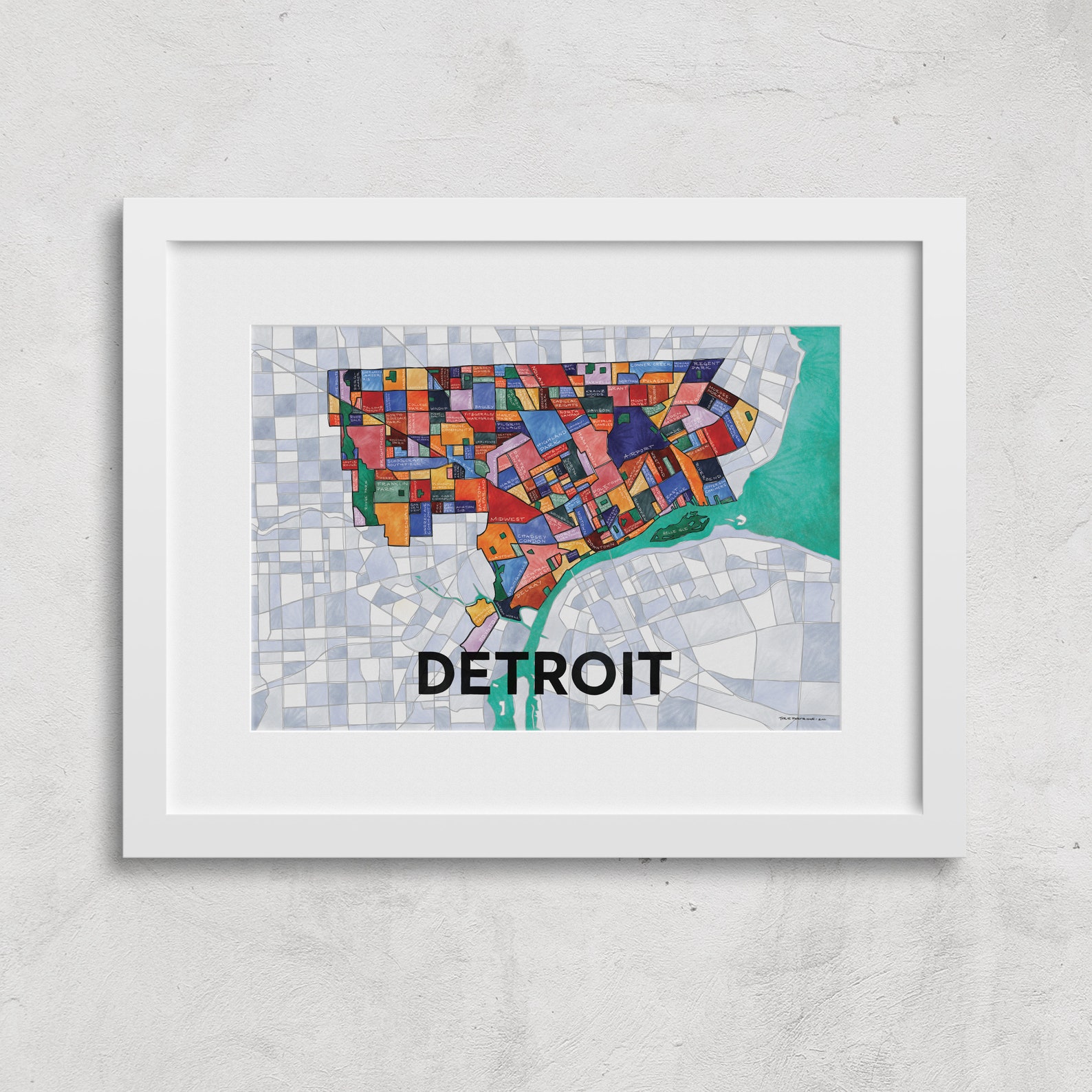 Detroit Neighborhoods Map Art Print - Etsy