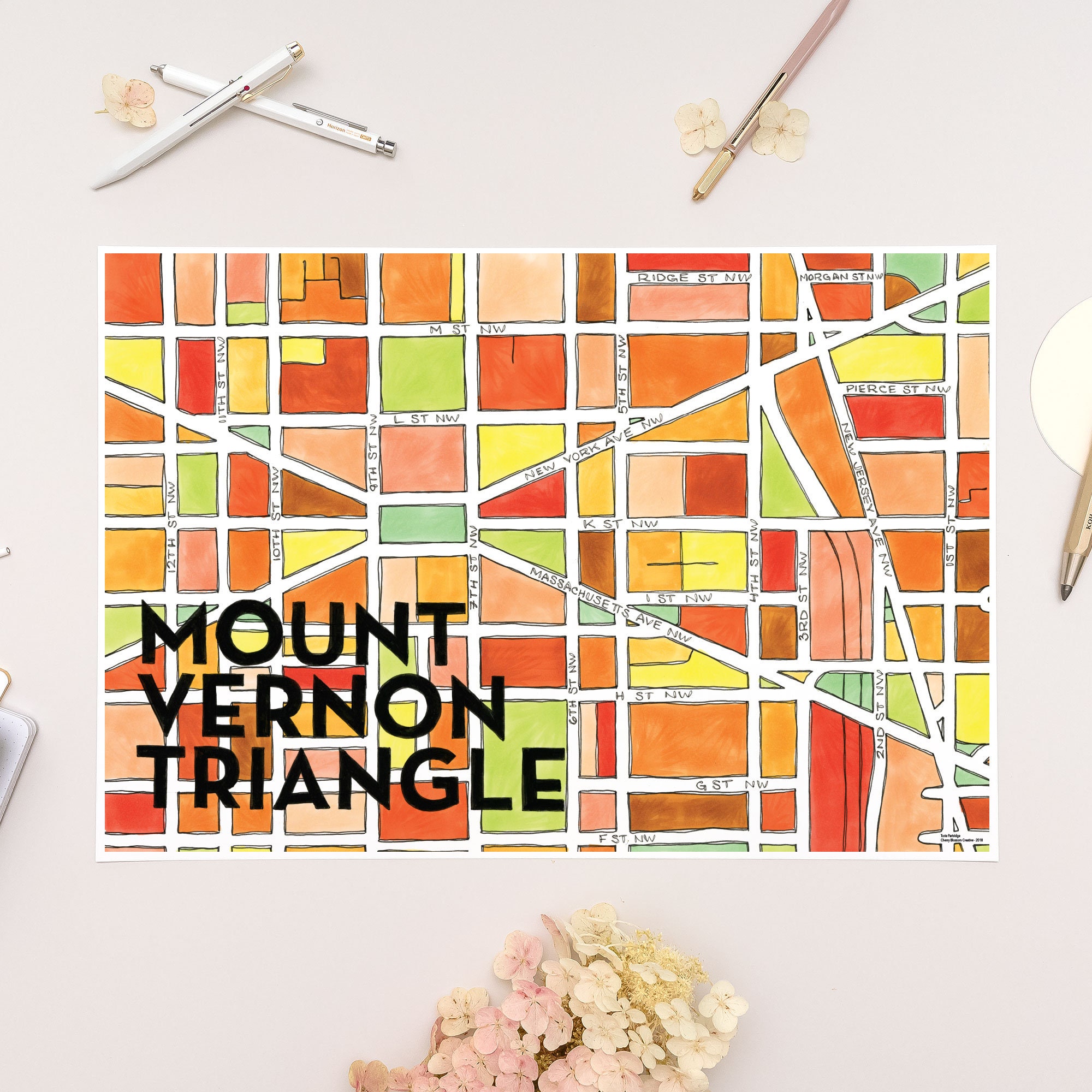 Mount Vernon Triangle Neighborhood Map Art Print - Etsy