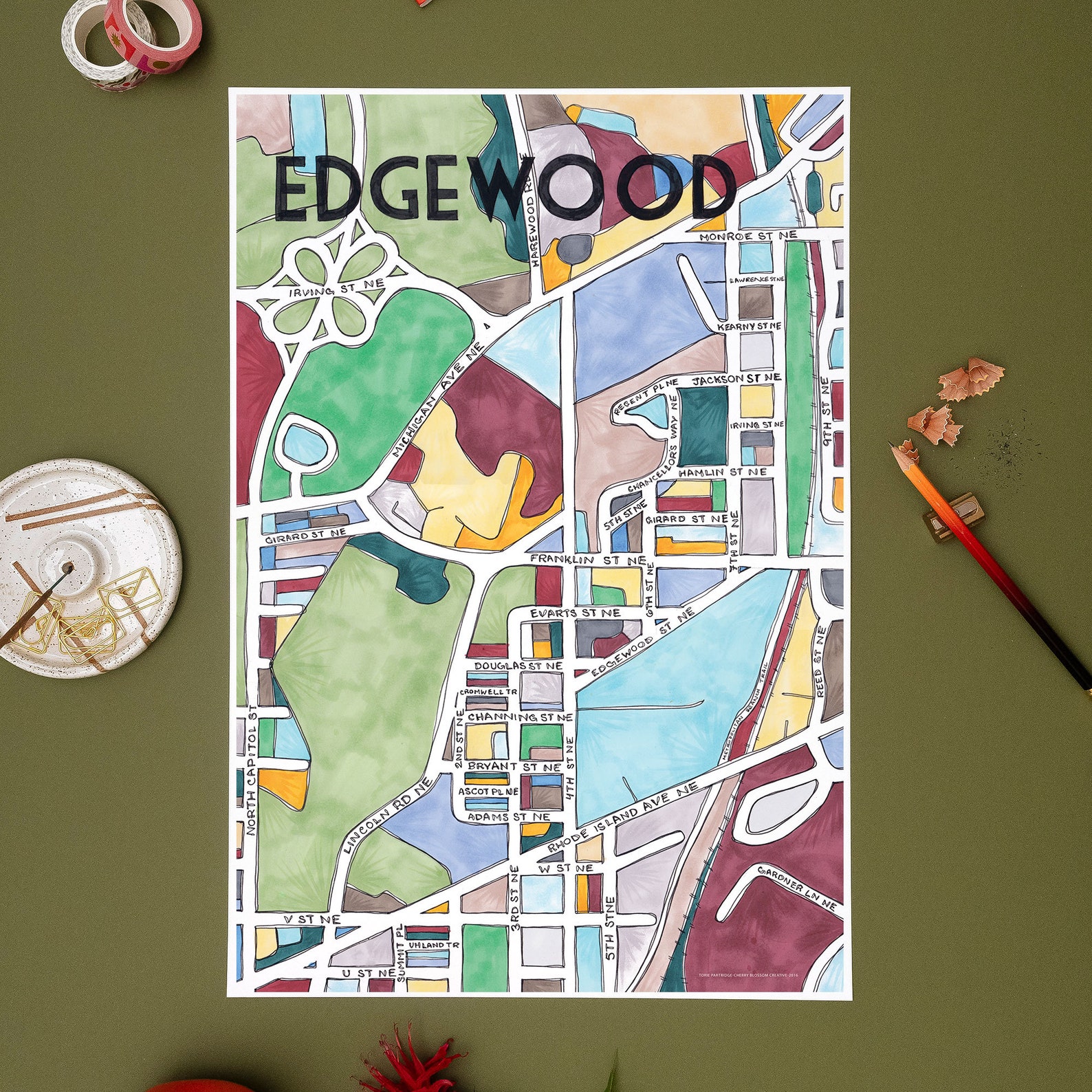 Edgewood Neighborhood Map Art Print - Etsy