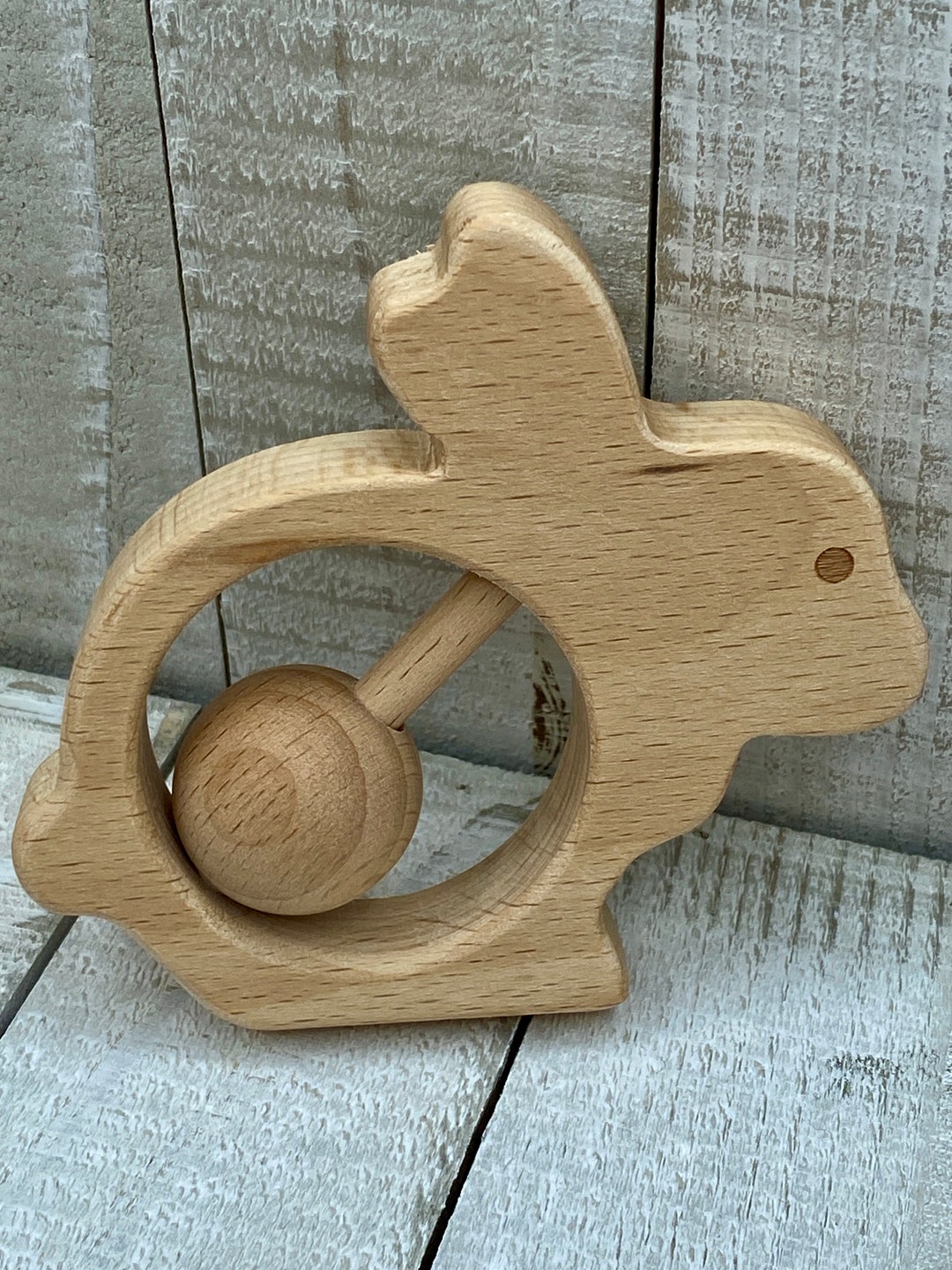 Bunny Baby Rattle Gender Neutral Baby Shower Gift Sensory Toy Organic ...