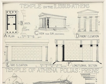 Greek Doric Temple Architecture 1924 Original Lithograph - Etsy