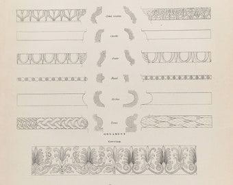 Roman and Grecian Mouldings, Original Antique Architecture Print ...