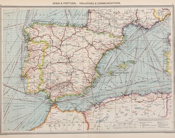 Antique spain map | Etsy