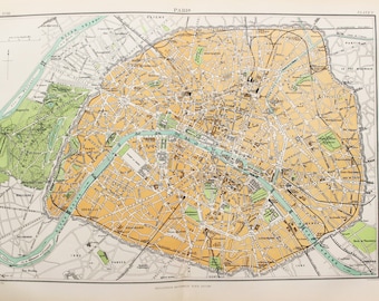 Vintage paris map | Etsy