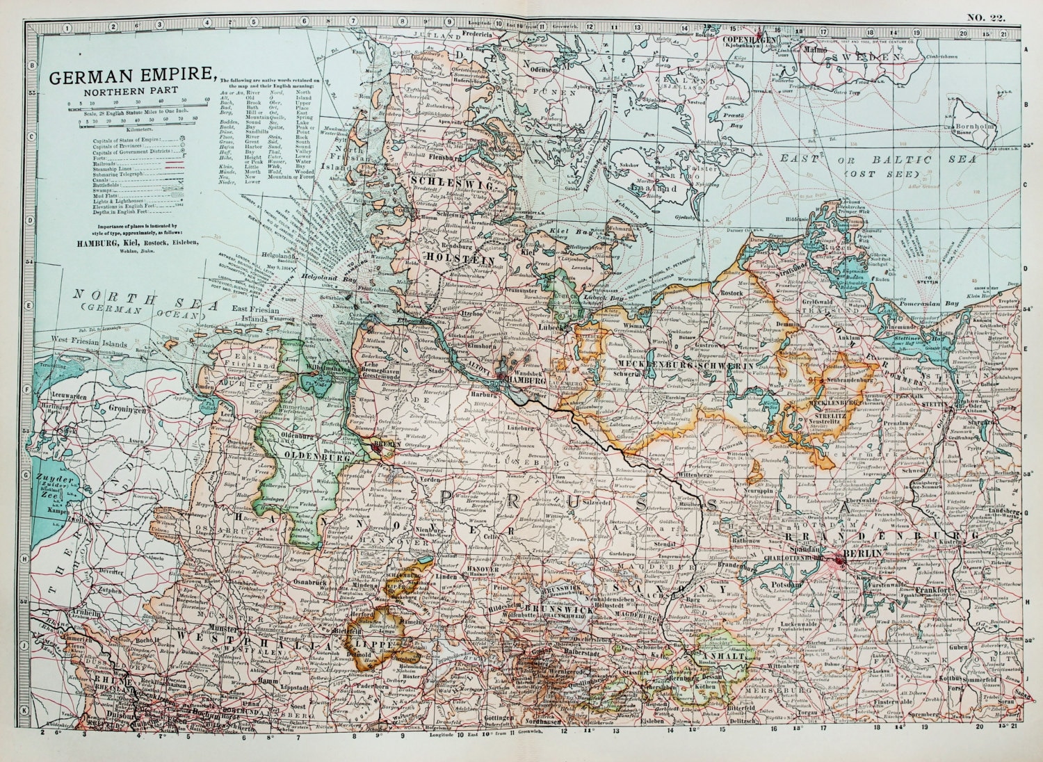 Home & Living Globes & Maps Home Décor 1907 Vintage North Germany ...