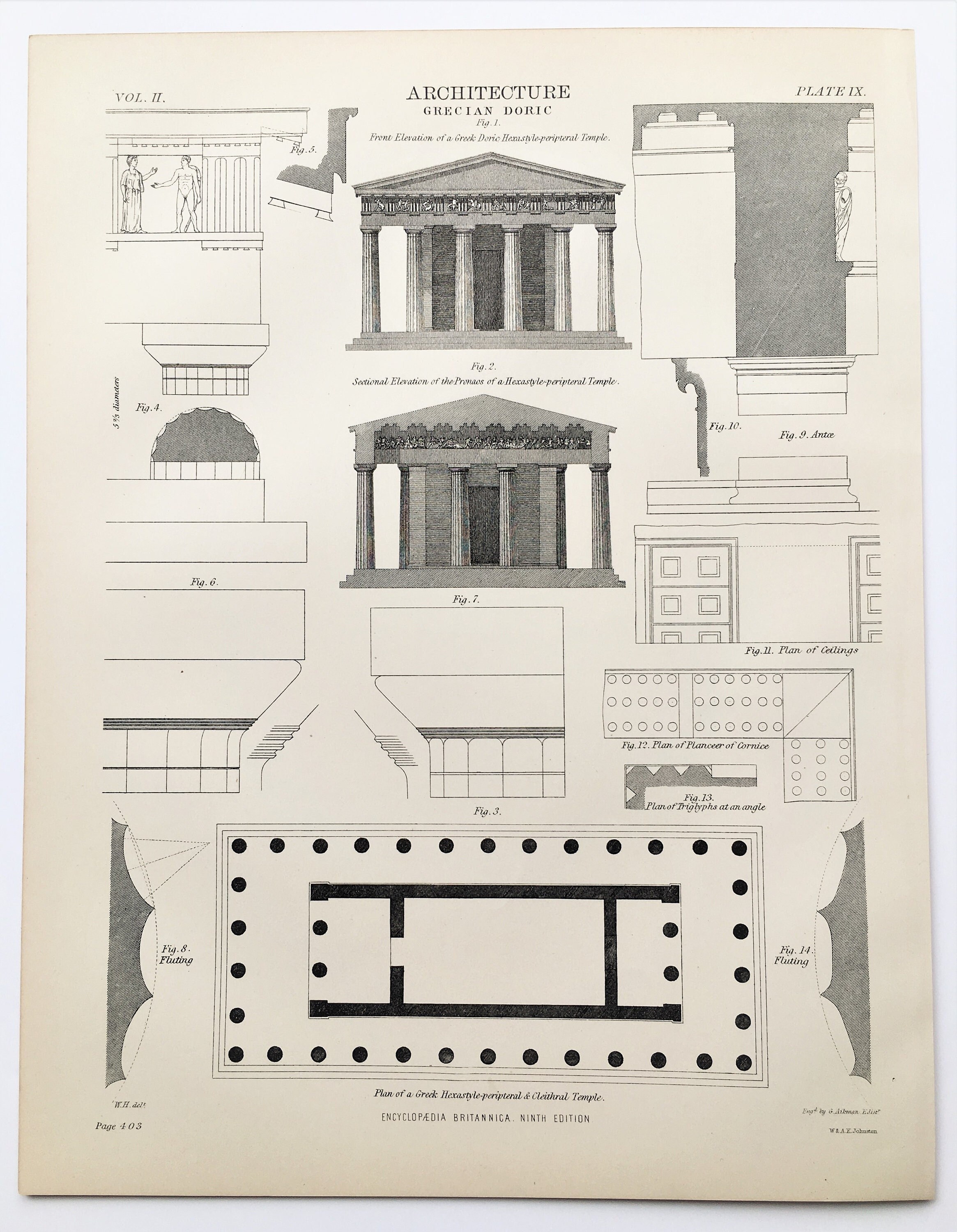 Lithographs Art & Collectibles Doric 1890s Antique Black and White ...
