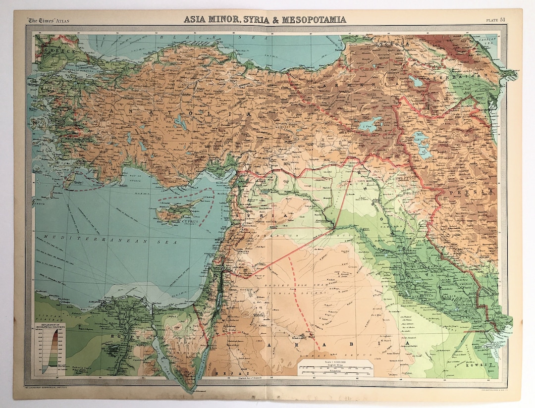 MIDDLE EAST, Turkey, Syria, Persia, Palestine, Iraq, Arabia. Asia Minor ...
