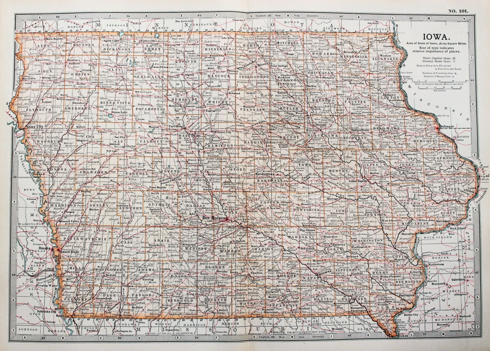 Antique Map : Iowa USA US State Map. Encyclopedia | Etsy