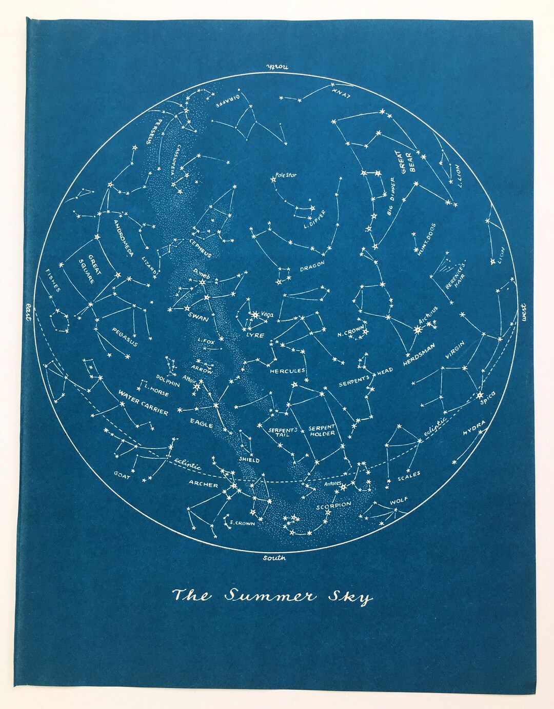 SUMMER SKY Star Chart 1950s Vintage Astronomy Print - Etsy
