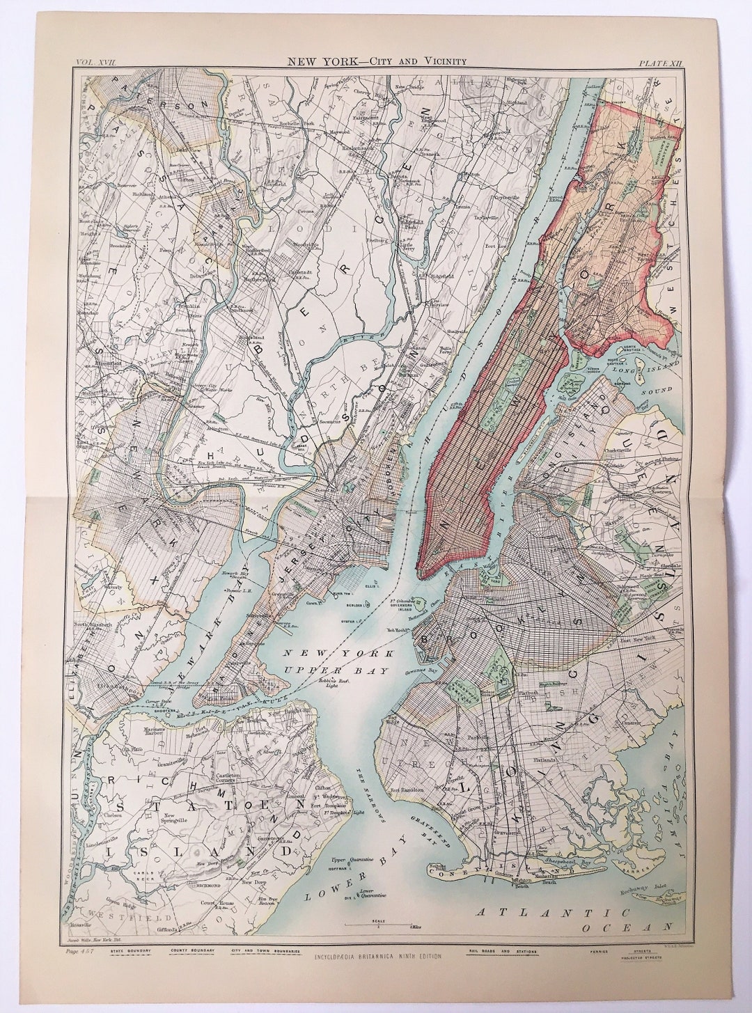 NEW YORK 1870s Antique City Map USA. Encyclopedia Britannica - Etsy