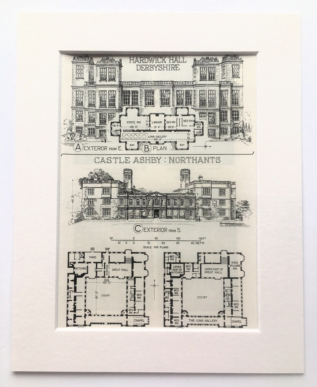 ENGLISH RENAISSANCE ARCHITECTURE Hardwick Hall, Castle Ashby, 1890s ...