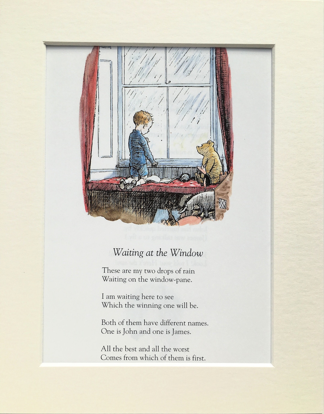 WINNIE THE POOH Poem by A.A. Milne & Ernest Shepard Large Mounted Print ...