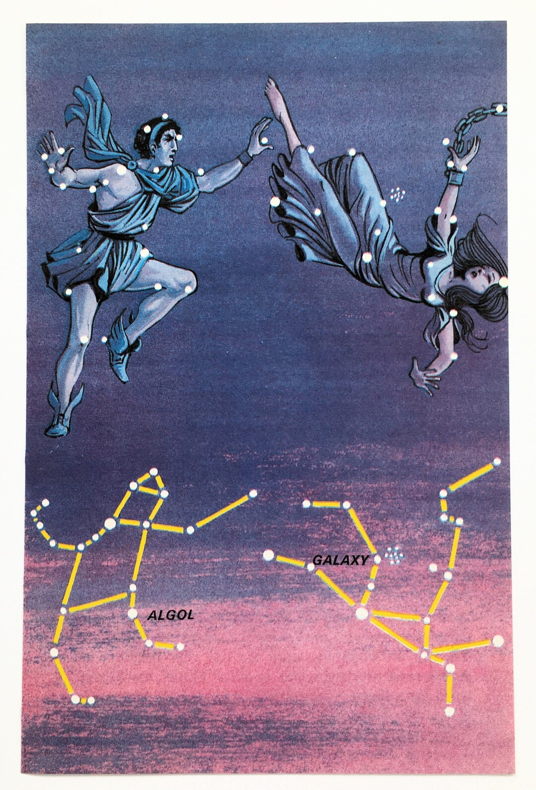 ANDROMEDA & PERSEUS, 1970s Small Vintage Star Chart, Astronomy Print ...