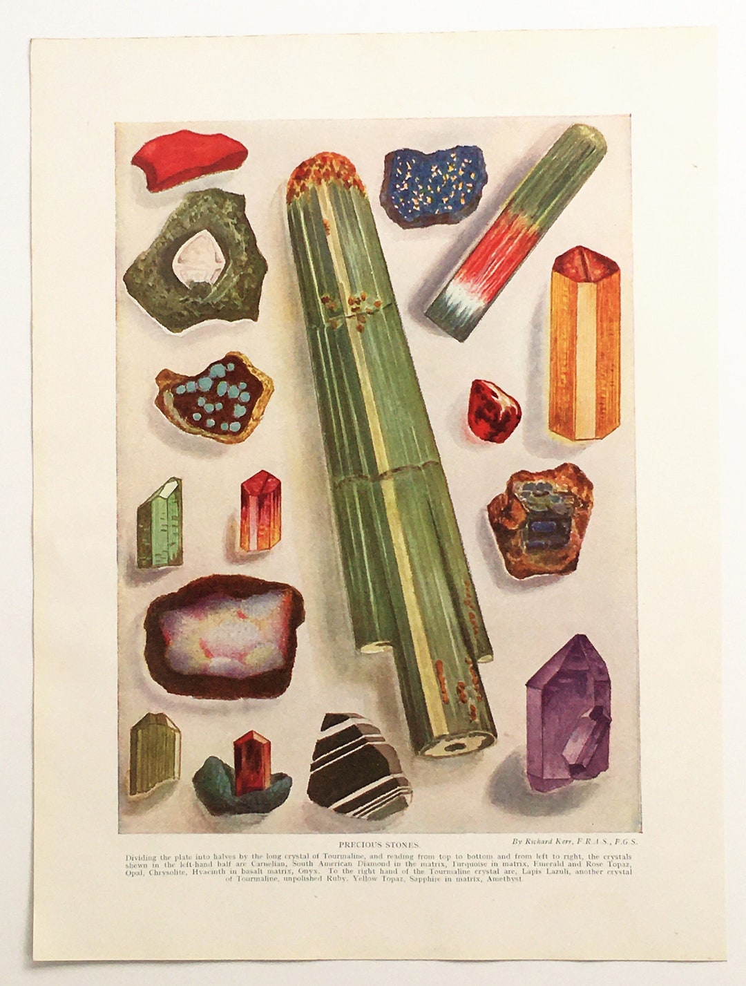 Antique PRECIOUS STONES Print Gems Geology Mineralogy - Etsy