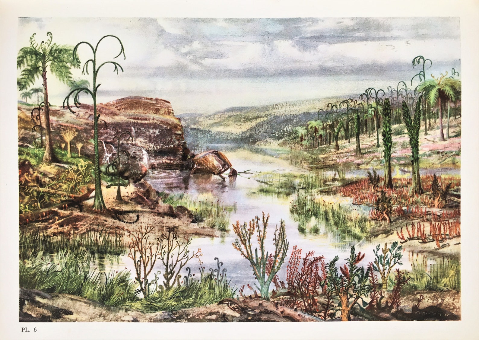 Middle Devonian Landscape Vintage Prehistoric Animal Print - Etsy