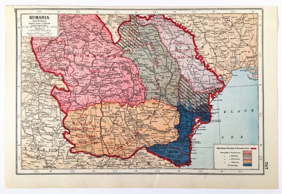 ROMANIA RUMANIA Antique Historical Map Harmsworth C. 1919 - Etsy