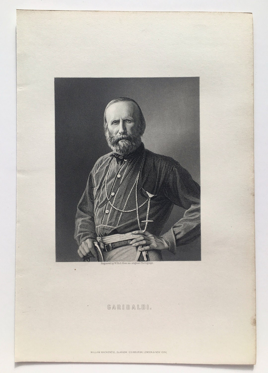 GIUSEPPE GARIBALDI Portrait, C. 1870 Antique Black & White Steel ...