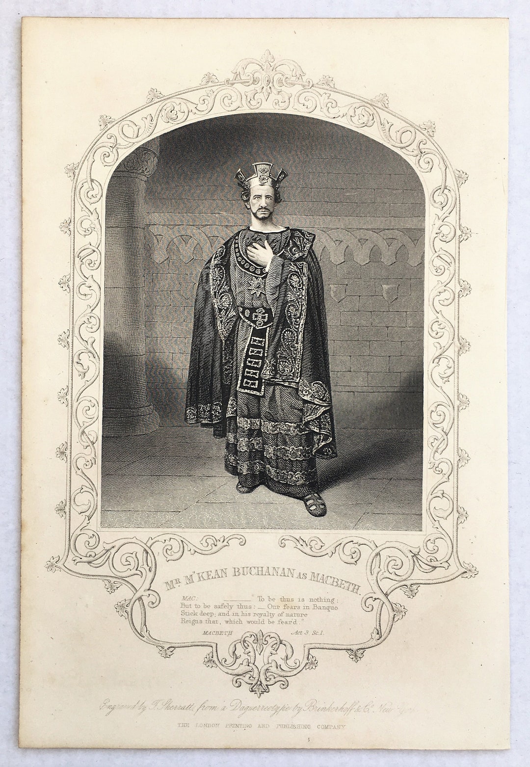 MACBETH WILLIAM SHAKESPEARE 1880s Antique Print Black & White Steel ...