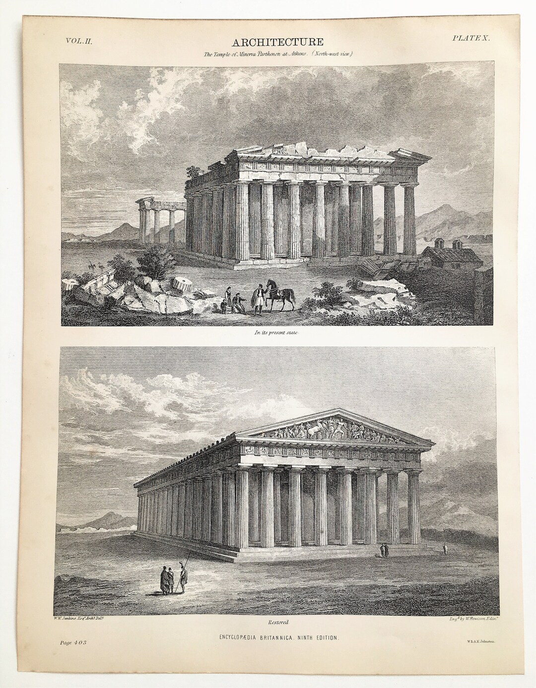 PARTHENON GREEK TEMPLES 1890s Antique Architecture Print - Etsy