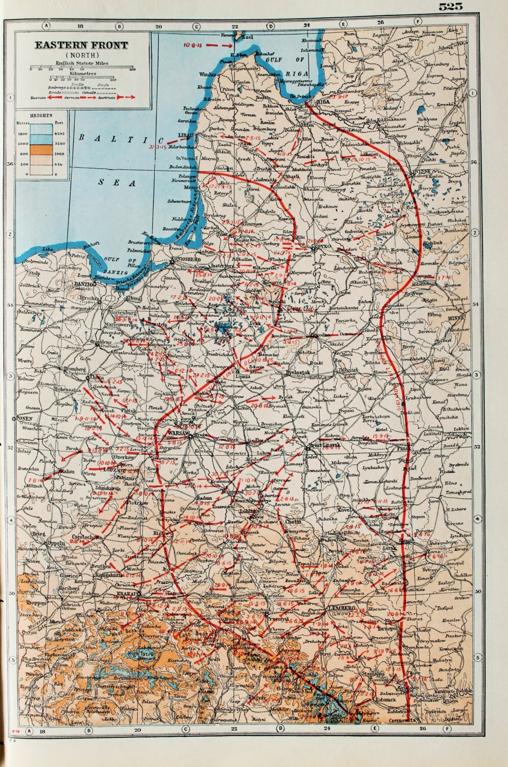 Antique Military Map of the EASTERN FRONT Poland WWI Great - Etsy