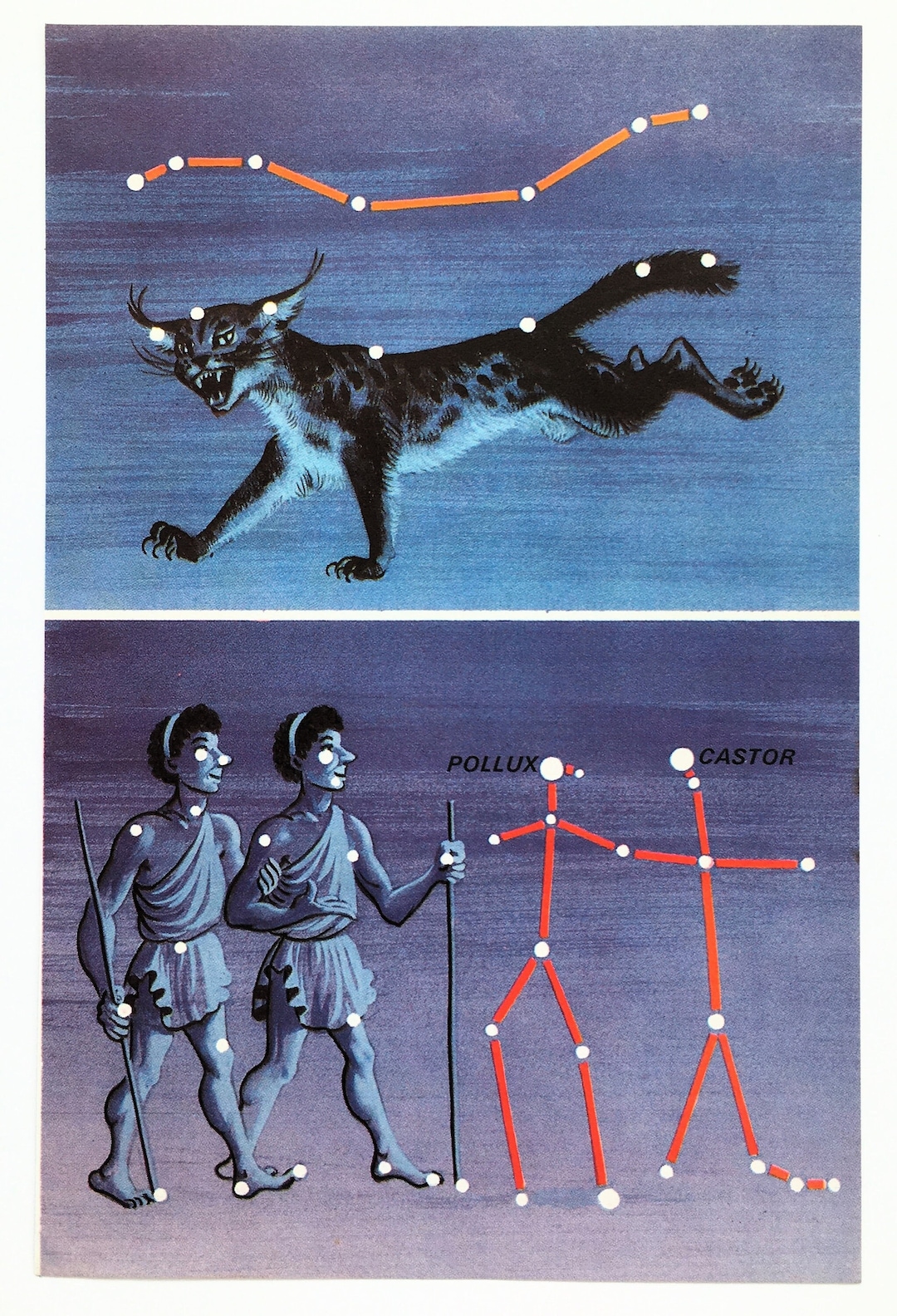 GEMINI the TWINS & LYNX, 1970s Small Vintage Star Chart, Astronomy ...