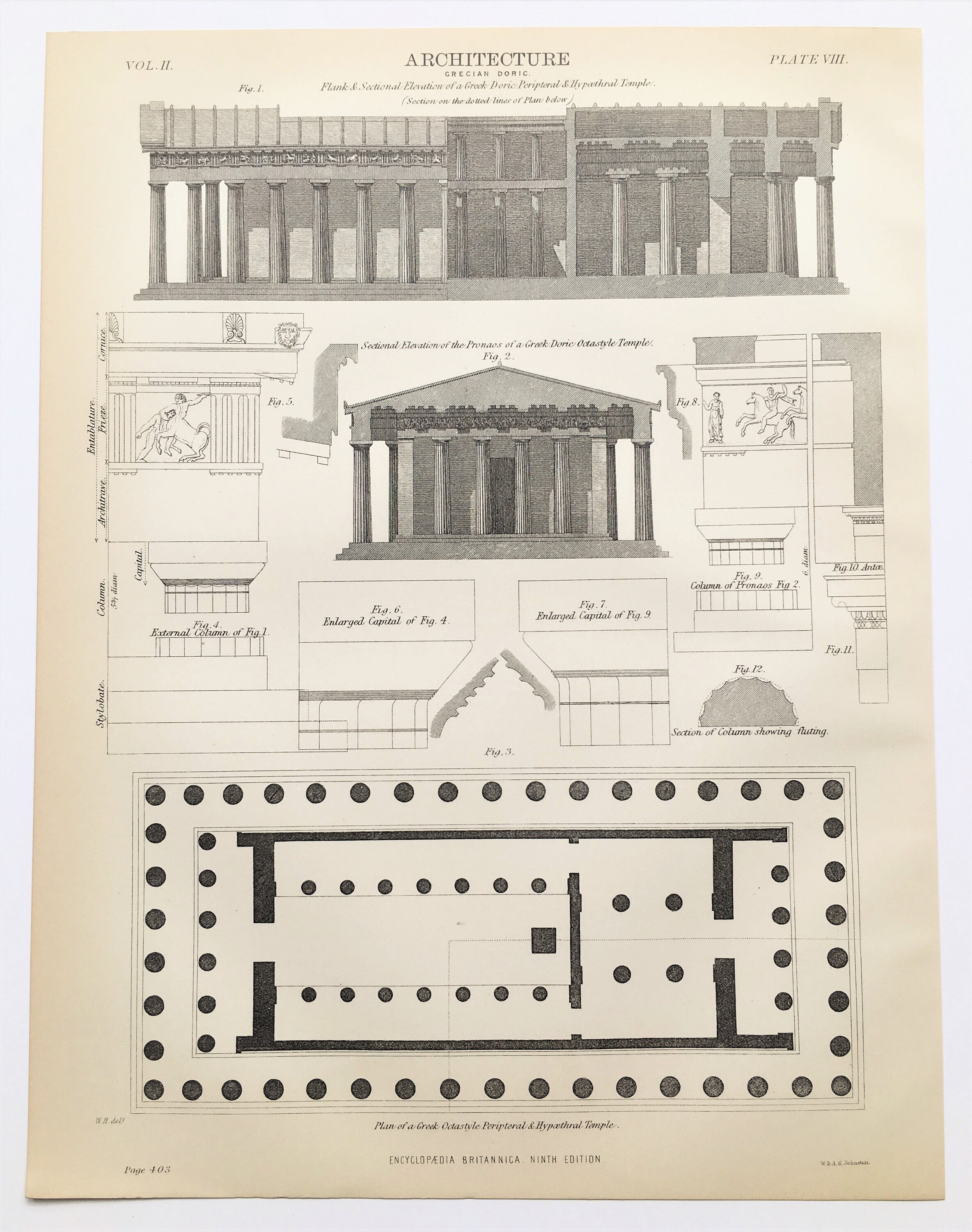 Lithographs Art & Collectibles Doric 1890s Antique Black and White ...