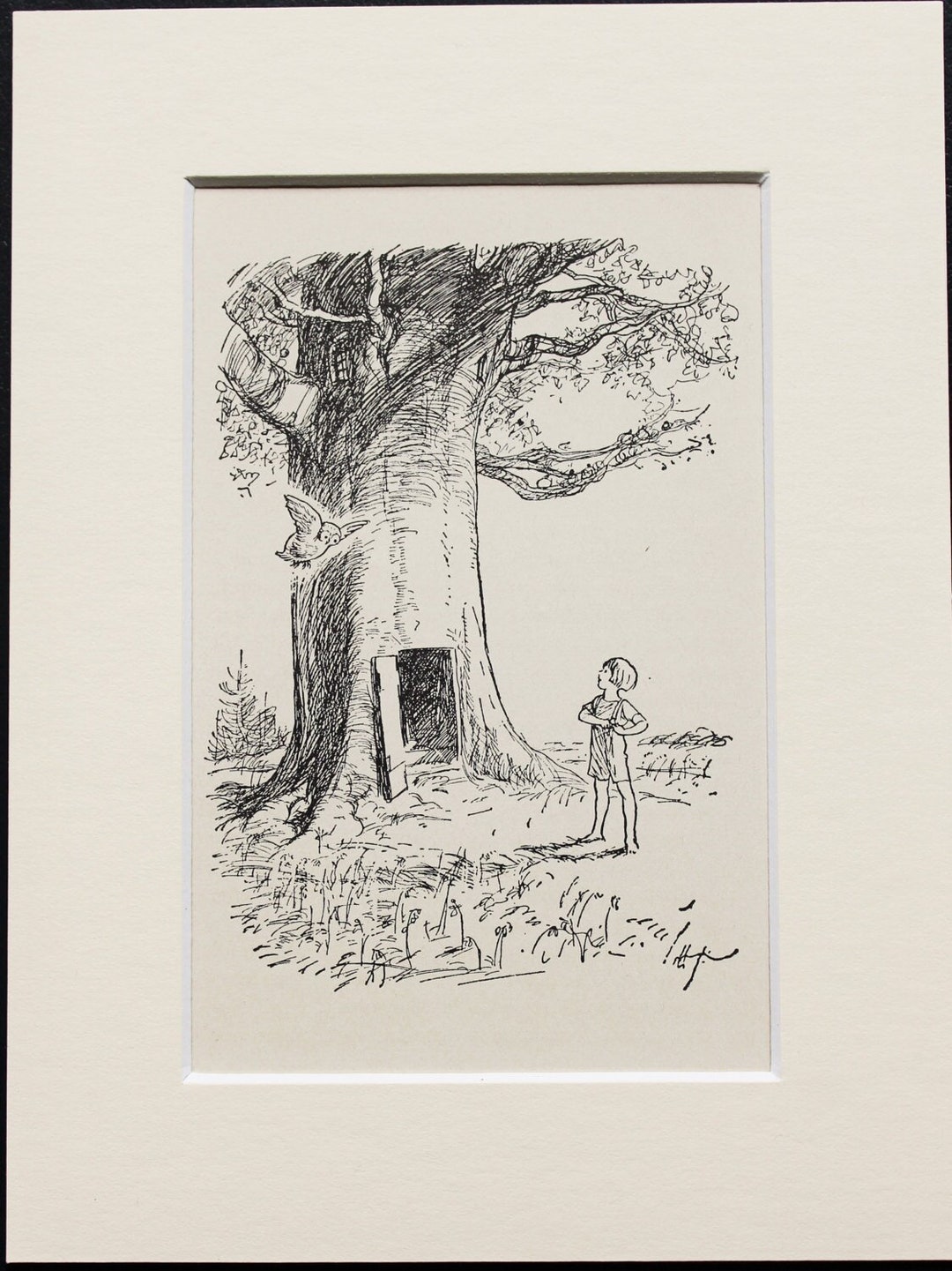 ORIGINAL 1930s Winnie the Pooh Mounted Print, Christopher Robin & Owl ...
