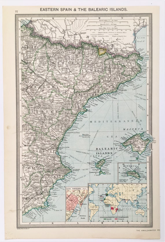 Home & Living Globes & Maps Home Décor 1907 Antique Map of Eastern ...