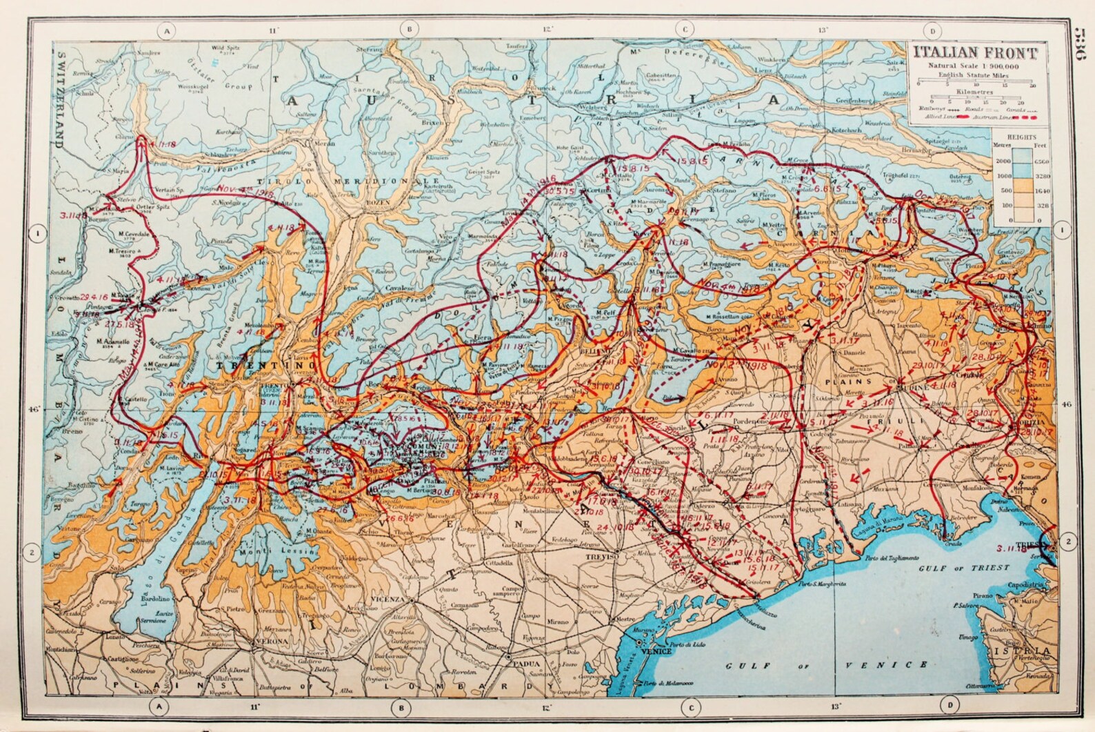 Antique Military Map : The Italian Front WWI Great War | Etsy