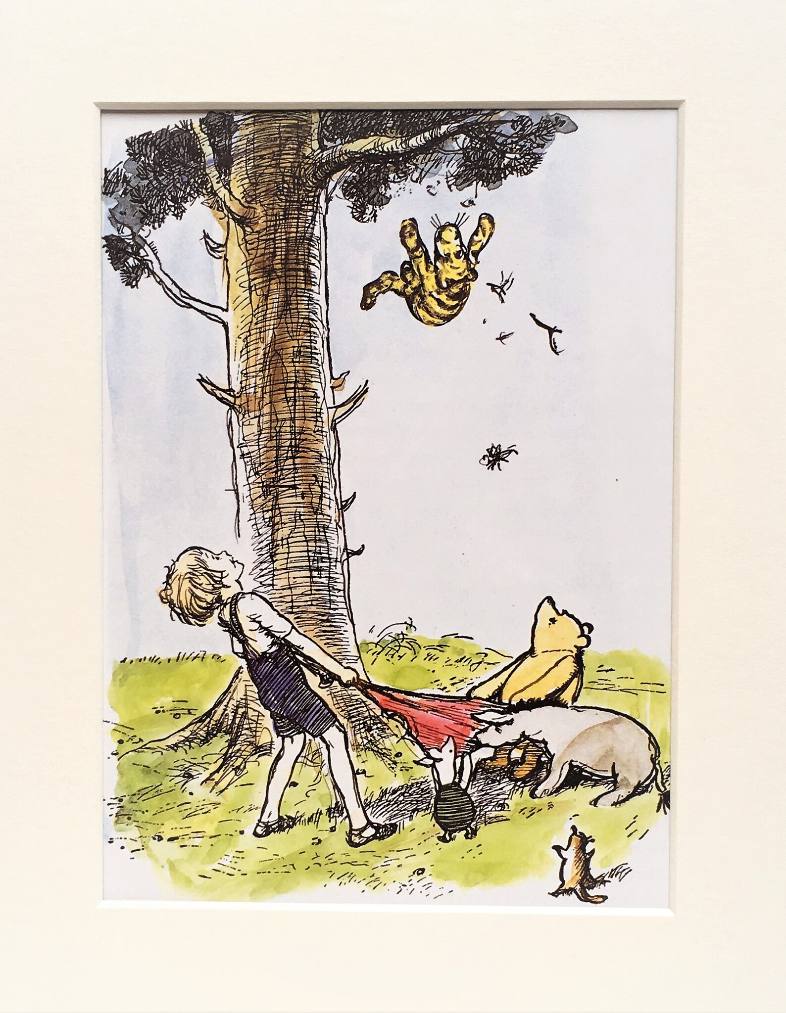 Large Mounted Winnie the Pooh Print, Tigger Falls From a Tree. Matted ...