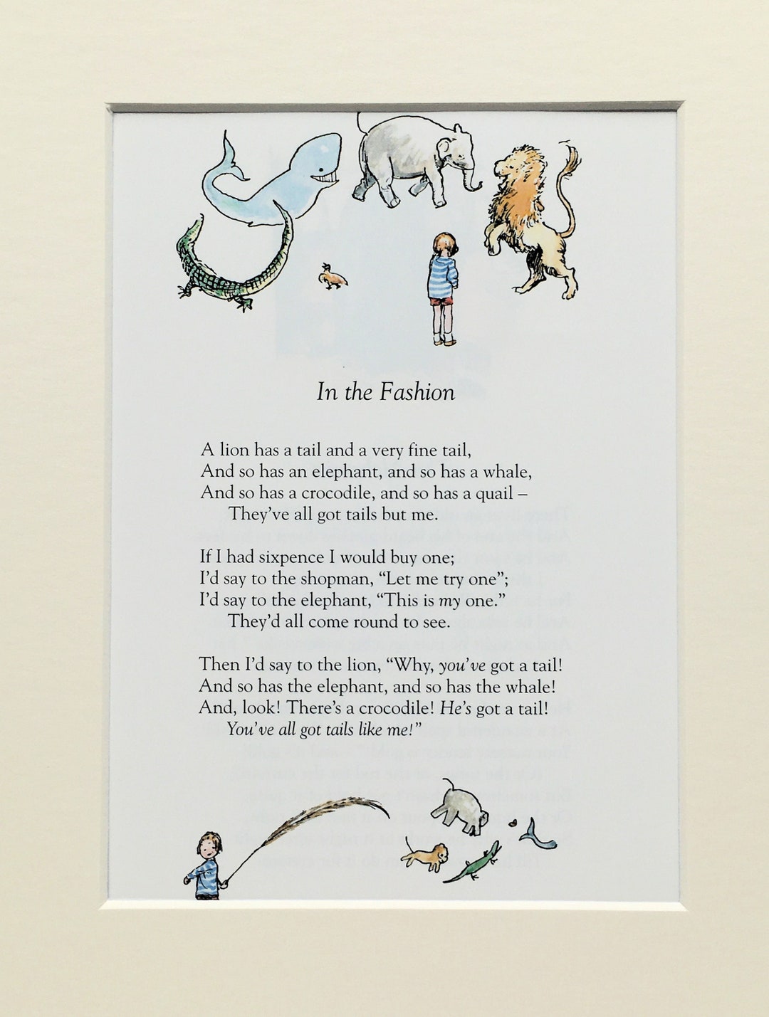 CHRISTOPHER ROBIN Poem by A.A. Milne & Ernest Shepard Large Mounted ...