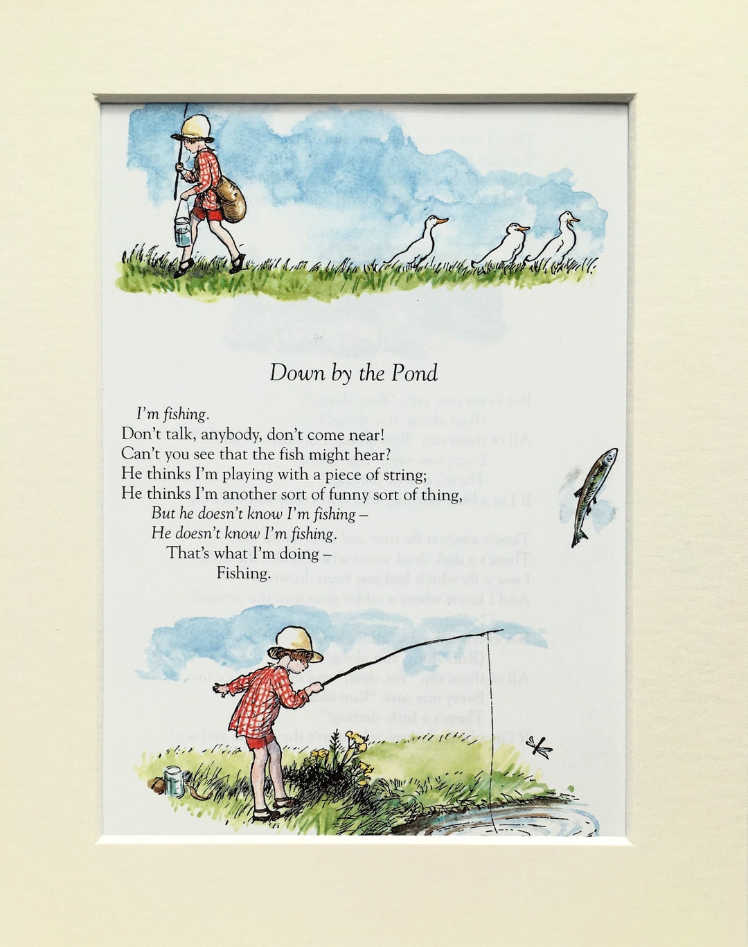 CHRISTOPHER ROBIN Poem by A.A. Milne & Ernest Shepard TWO Large Mounted ...