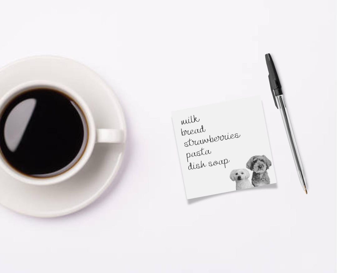 Custom Pet Portrait Post-it Notes, Black & White Animal Art for Dogs ...