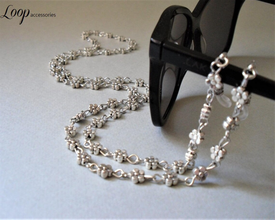 Daisy Eyeglasses Chain Silver Glasses Chain Eyeglass Lanyard Necklace ...