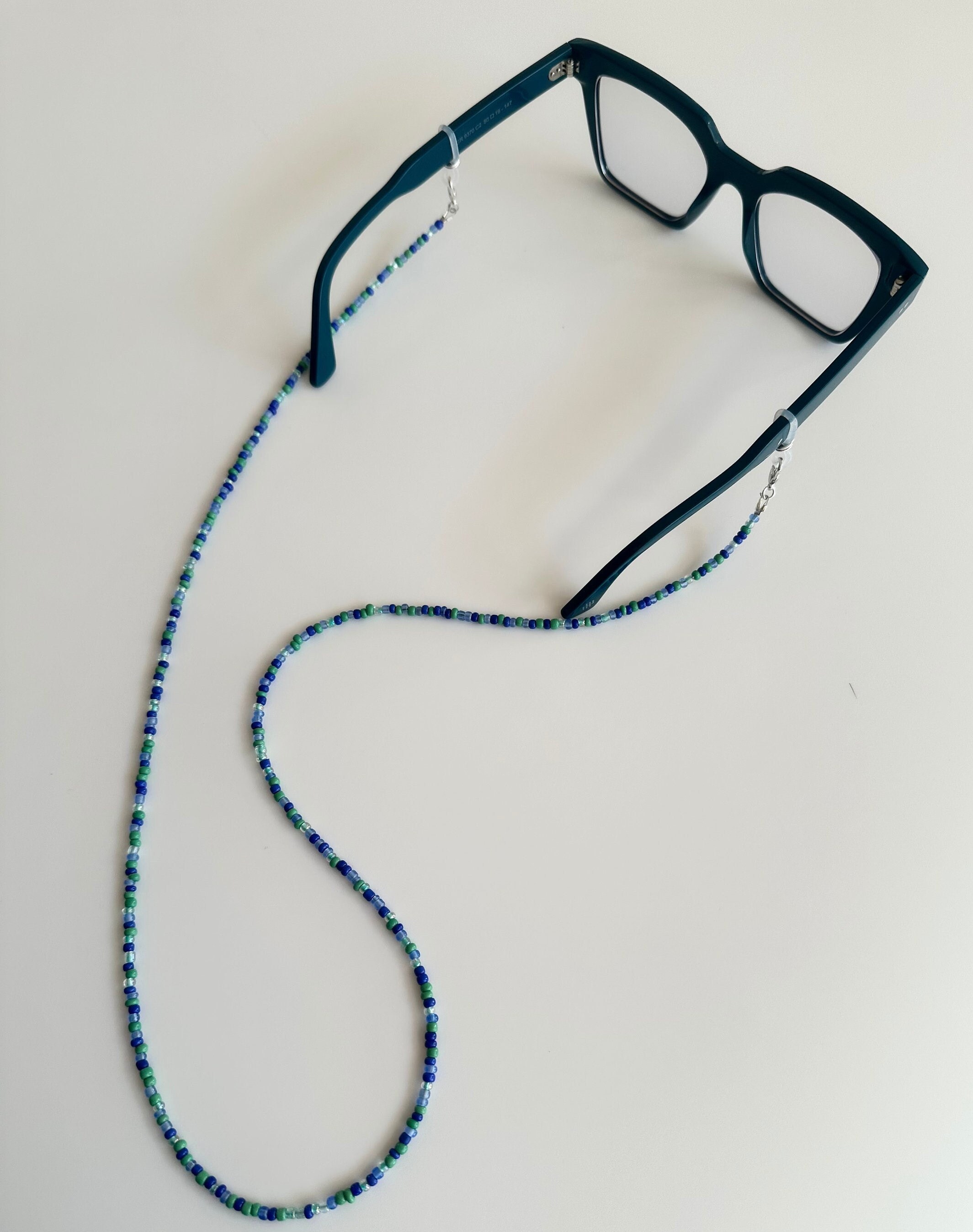 Blue Green Eyeglass Chain Beaded Glasses Lanyard Beaded Eyeglass ...