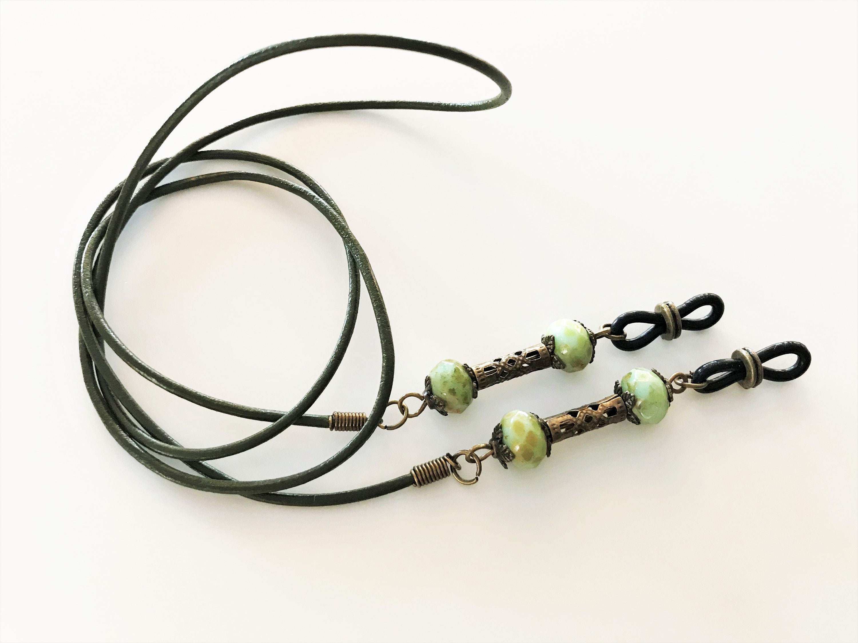Olive Green Leather Spectacles Chain Handmade Designer Glasses ...