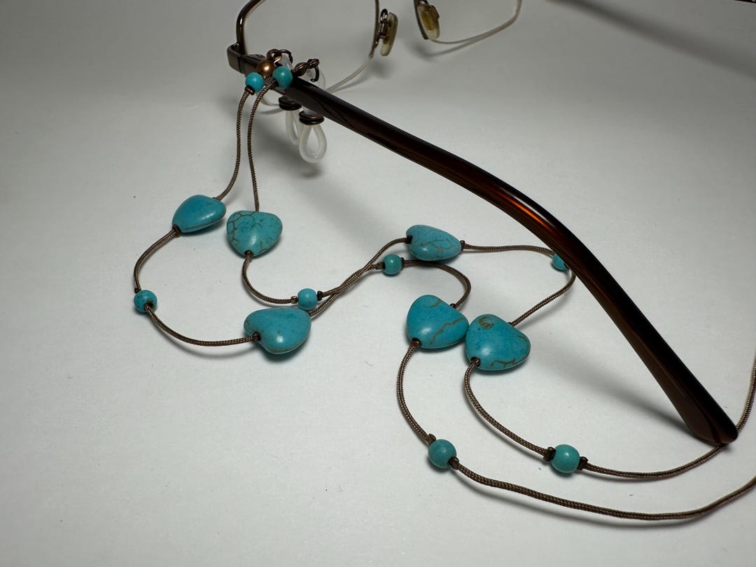 Simple Eyeglass Chain ∫ Turquoise Hearts Eyeglasses Necklace ∫ Soft ...