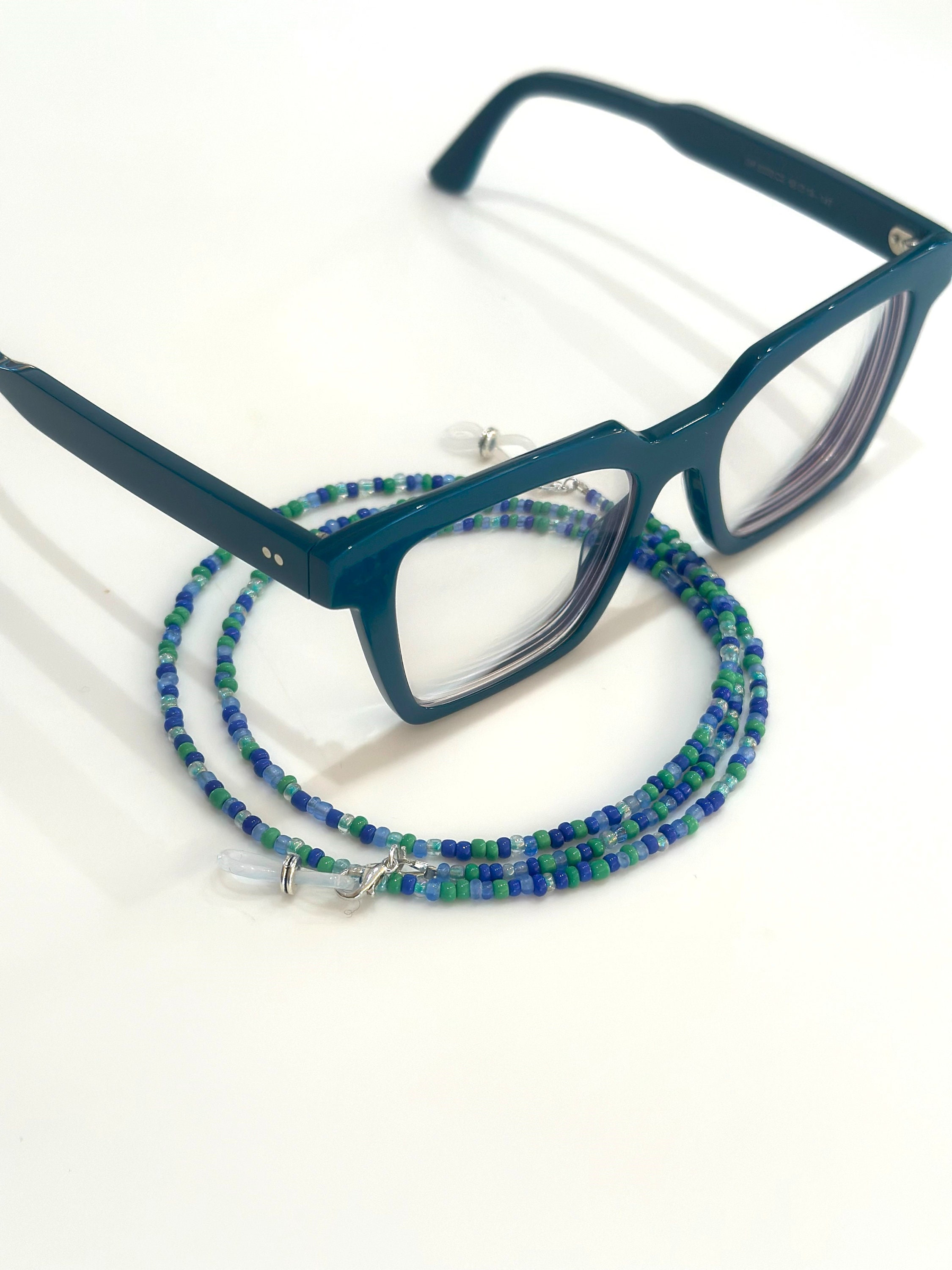 Blue Green Eyeglass Chain Beaded Glasses Lanyard Beaded Eyeglass ...