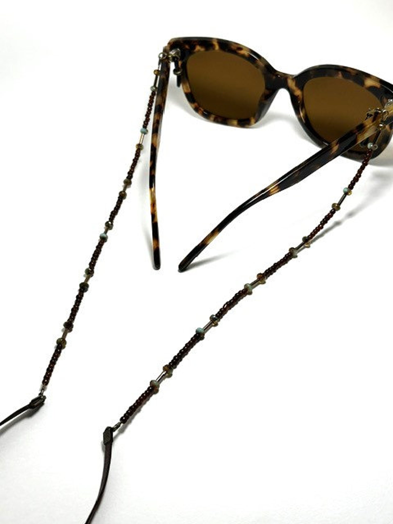 Tortoise Shell Eyeglass Chain Czech Beads Eyeglass Chain Greek Island ...