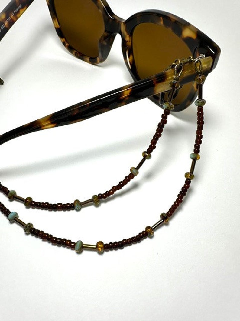 Tortoise Shell Eyeglass Chain Czech Beads Eyeglass Chain Greek Island ...